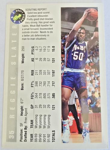 Reggie Slater, 1992 Classic Draft Picks, Wyoming, Card # 35 | eBay