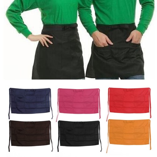 1/7pcs Half Short Waist Apron With Pocket Waiter Waitress Kitchen Pub ...