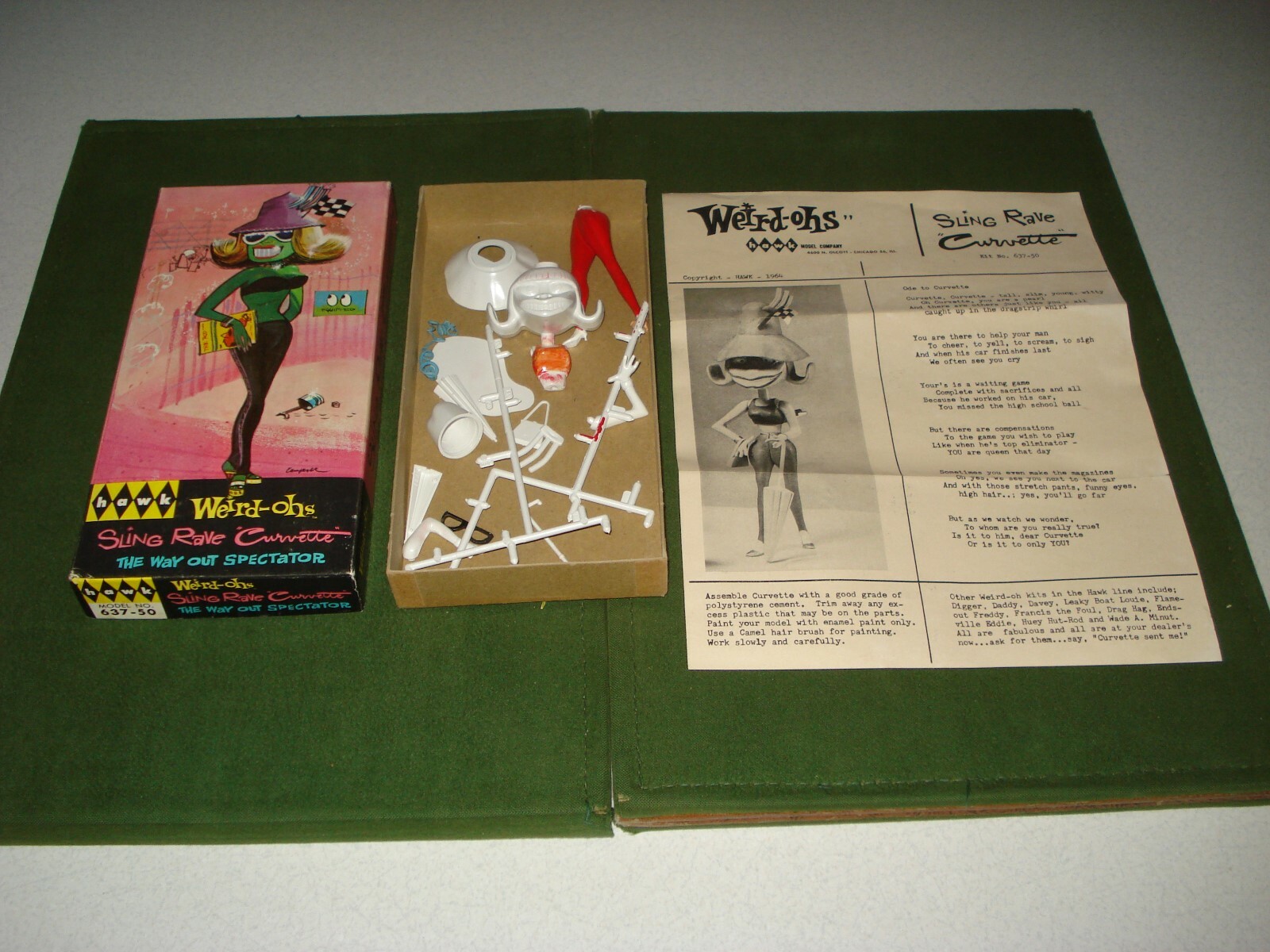 1964 WEIRD-OHS MODEL SLING RAVE CURVETTE by HAWK, COMPLETE, w/BOX ...