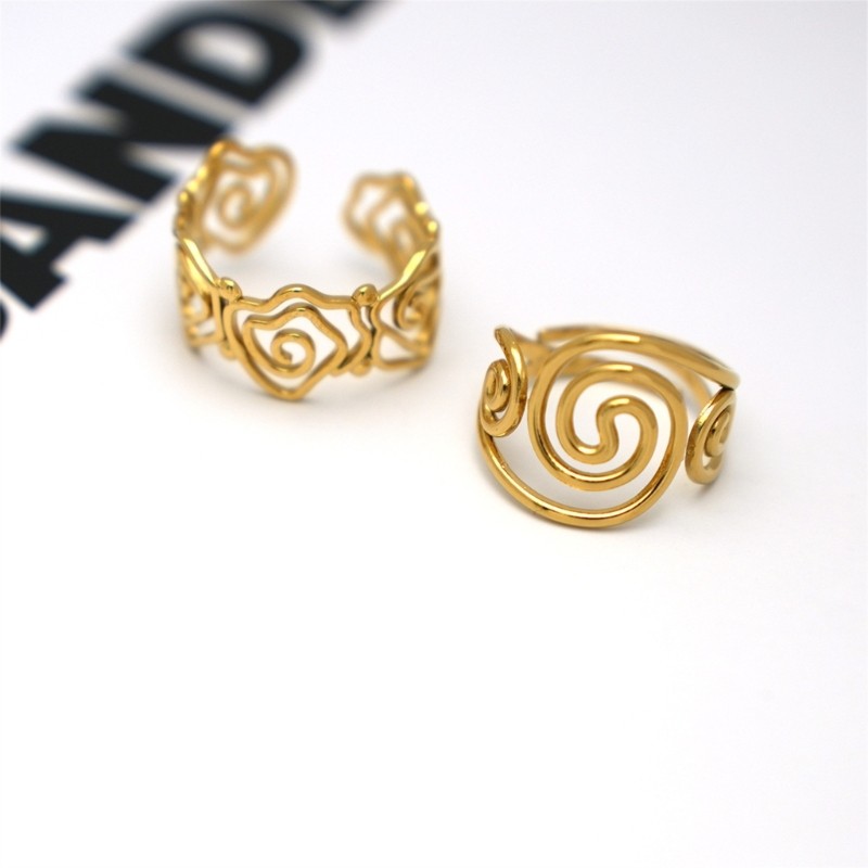 Curved Ring Gold Plated Stainless Steel Jewelry Finger Accessories Gift ...