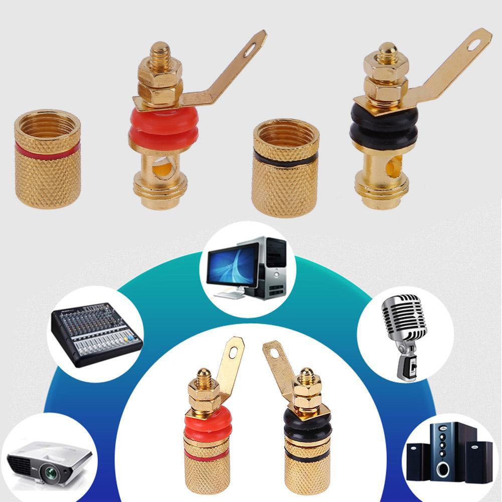 2pcs Gold Plated Speaker Binding Posts Terminal 4mm Sockets for Banana ...