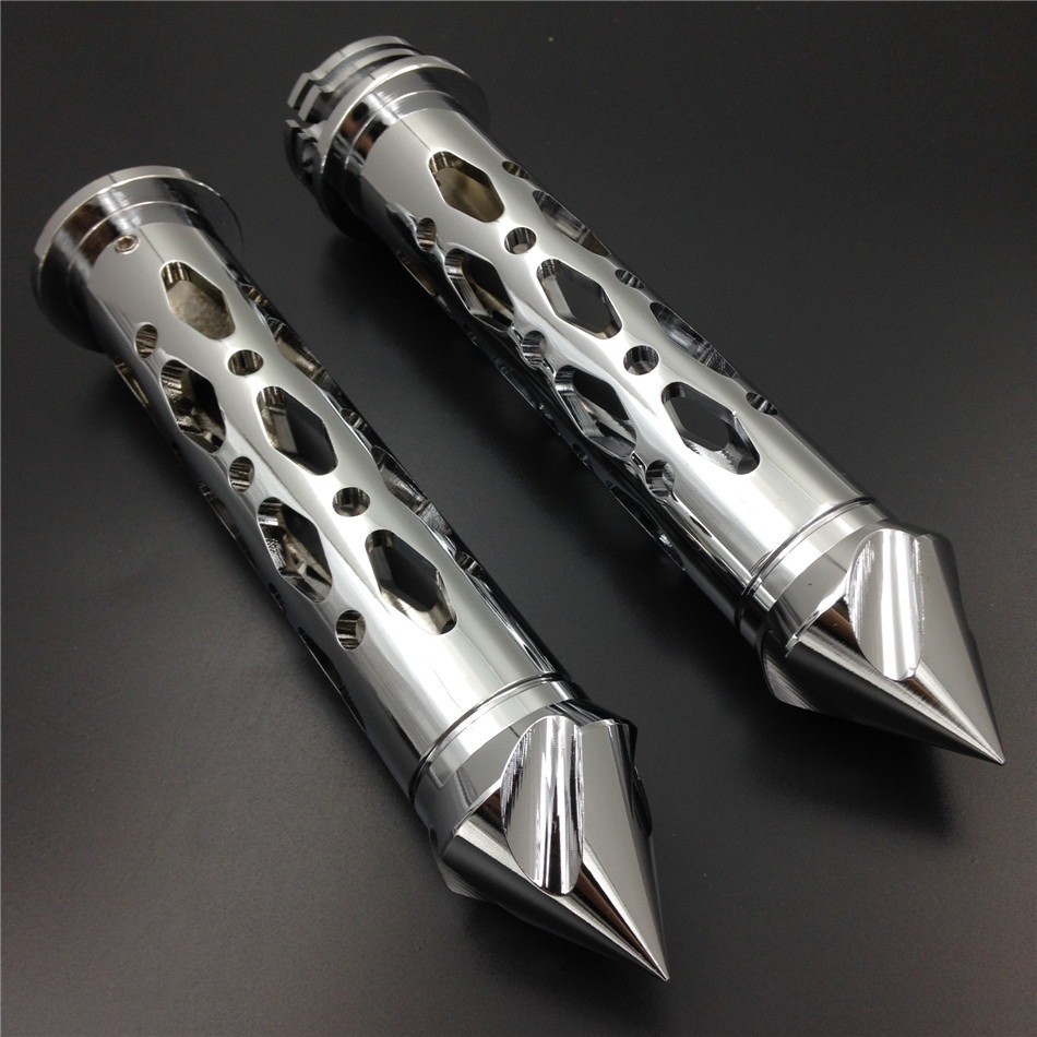 Kawasaki Ninja 250 500 ZX6 ZX CNC Made Chrome 7/8" 22mm Spike Bar Ends ...