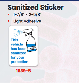 Sanitized Vehicle Sticker - Roll Of 500 - #1839-5 | eBay