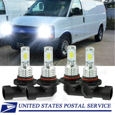 For Chevy Express 1500 2500 3500 LED Headlight Kit 9005 9006 High Low ...