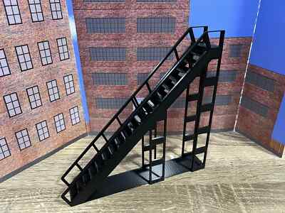 O Scale Large Stairs and Landing with Railings - 20 Steps 6.5 inches ...