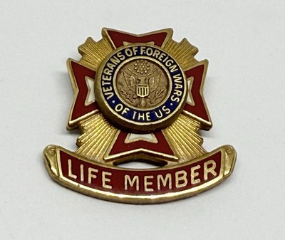 VFW Veterans Foreign Wars Life Member 1/20 10k GF Gold Filled Lapel Pin ...