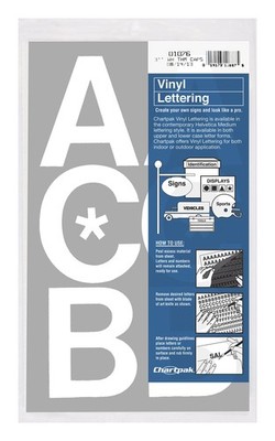 Chartpak Vinyl Capital Letters, 3" High, White, Self-Adhesive, 50/Pack ...