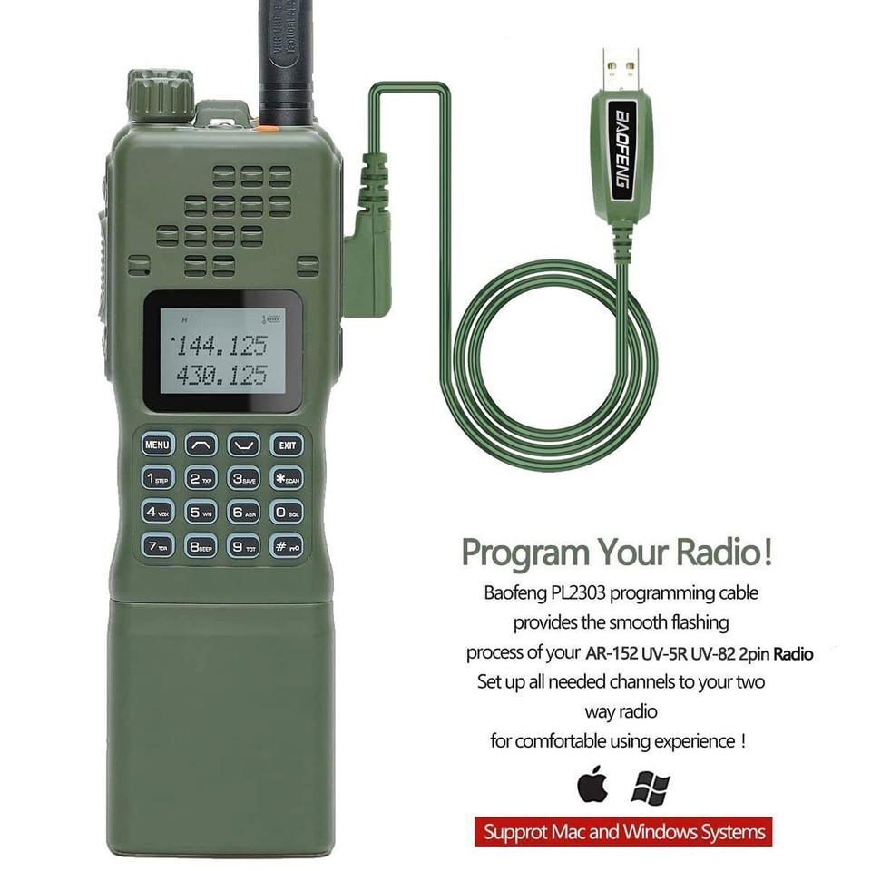 US BAOFENG AR152 15WATT VHF/UHF MILITARY TACTICAL HAM TWO WAY RADIO VOX ...