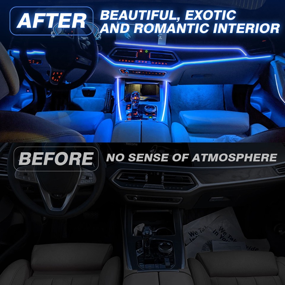 6-in-1 RGB LED Car Interior Ambient Guide Light Strip Dash Panel Door ...