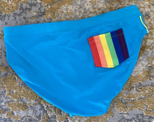 Uxh Men Swim Brief Light Blue Rainbow Gay Pride Flag Patch Sexy Front Pouch Ebay