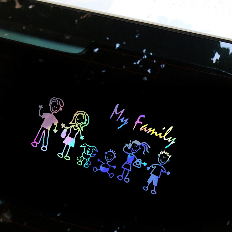 Family Car Decal Window Sticker Stick Figure Kid Baby Cat Dog Pet ...
