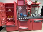 Our Generation Kitchen with Accessories Red Pink Fridge Oven Food ...