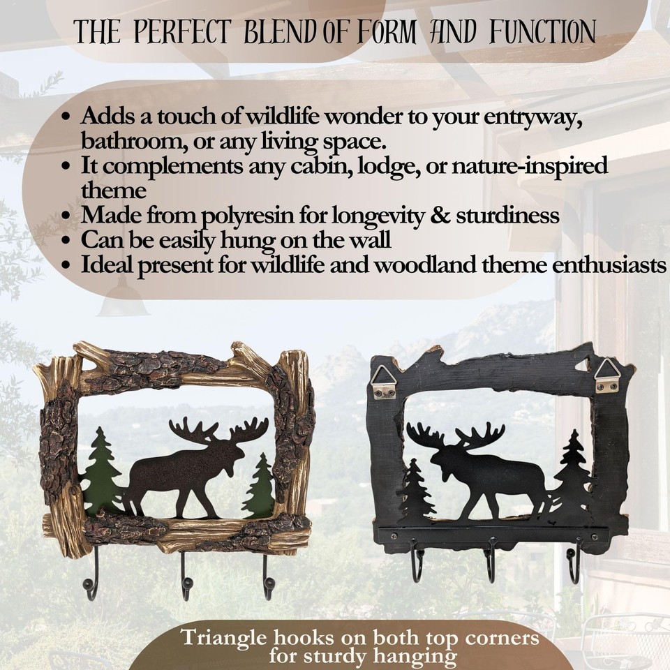 Rustic Moose Coat Rack with Log Accents - Wall Mounted Hooks for Coats ...