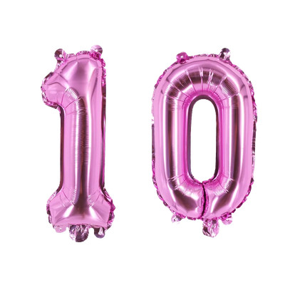 Number Ten Pink Balloon, 32" Foil Mylar, Birthday Party Milestone 10 ...