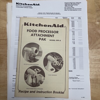 KitchenAid Food Processor Attachment Part Recipes & Instruction Manual ...