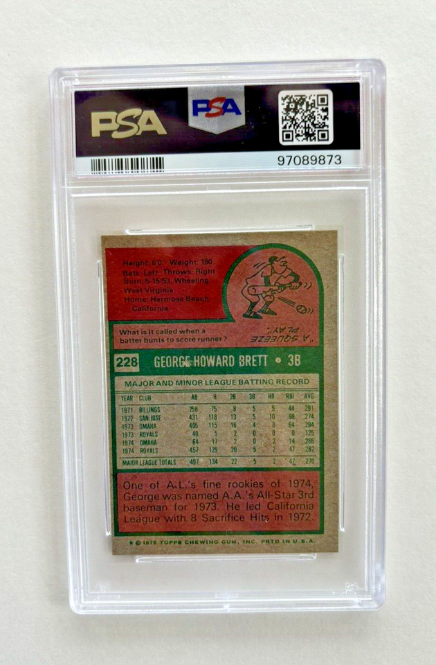 1975 Topps Mini George Brett #228 Rookie Card PSA 7 Near Mint | eBay