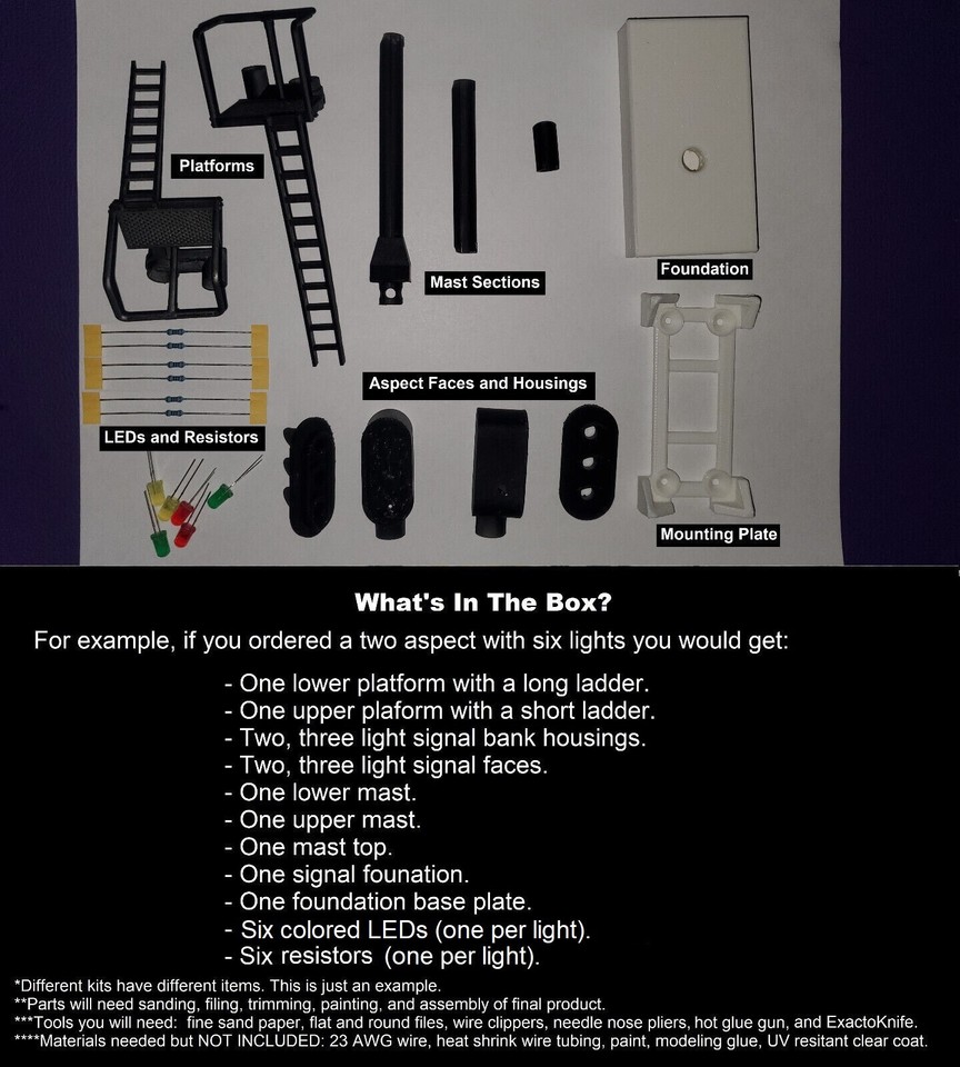 Custom G-Scale Rail Road LED Signal **1-Aspect Unpainted & Unassembled ...