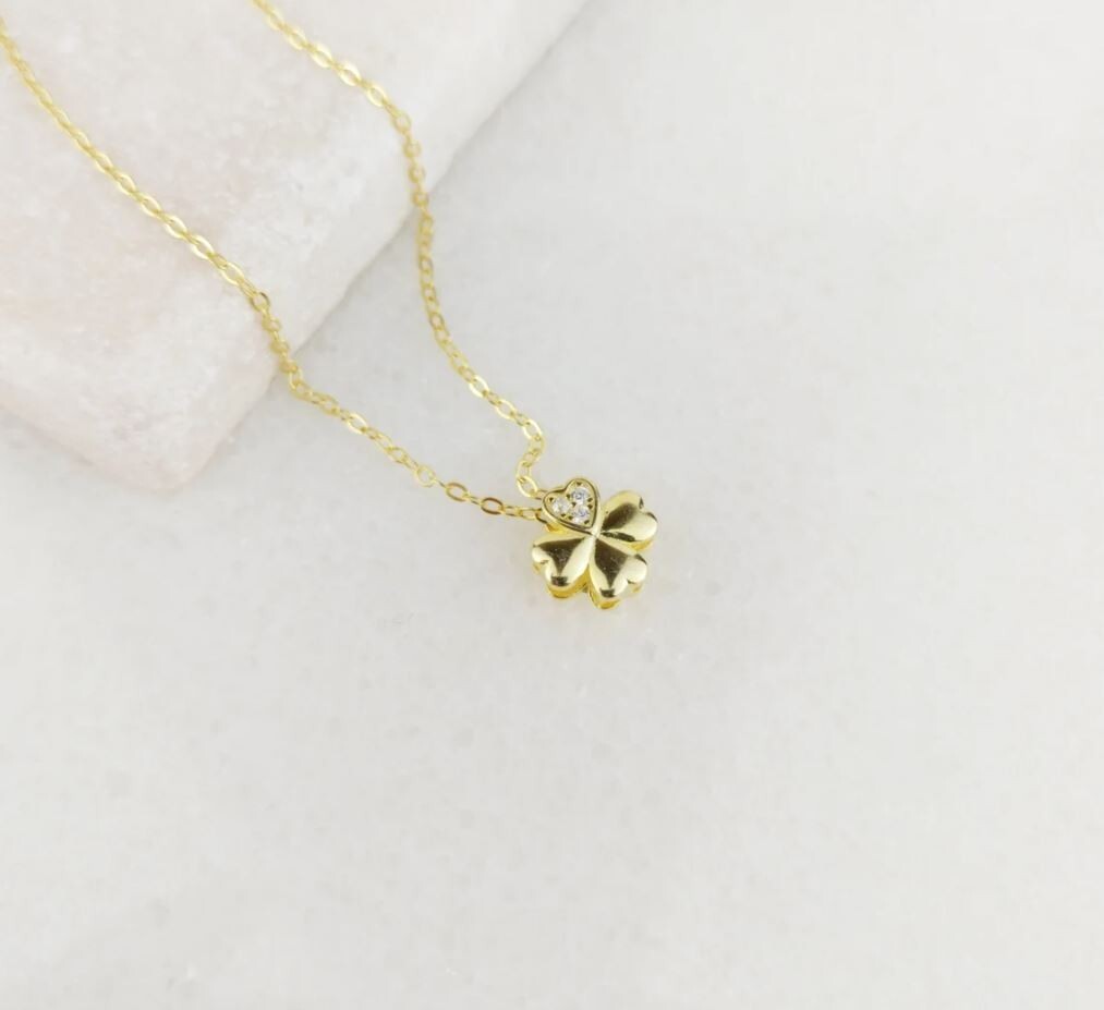 Four-Leaf Lucky Clover Necklace | 14K Gold Filled Necklace | Sterling ...