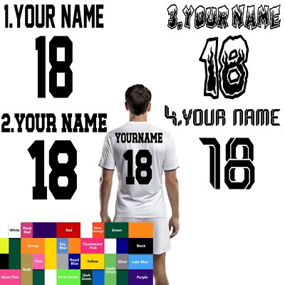 Custom Vinyl Jersey Name and numbers - Letters - Iron On Transfers HTV ...