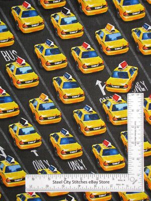 Car Fabric Taxi Cabs City Street Cars Cotton Timeless Treasures C2142 ...