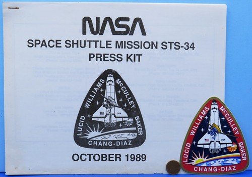 NASA PRESS KIT / Sticker '89 vtg Space Shuttle ATLANTIS STS-34 Lucid ...