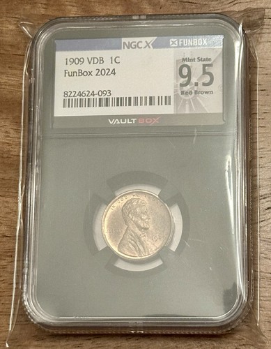 1909 VDB 1c Lincoln Wheat Cent NGC MS65 Red Brown NGCx 9.5 Vault Box ...