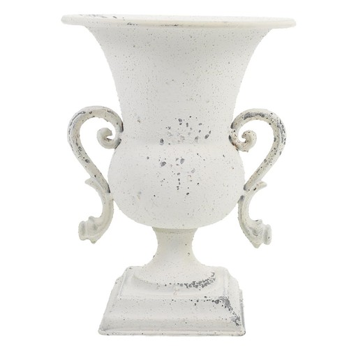 Vintage Roman Flower Pot Pedestal Planter Rustic White Decorative Vase ...
