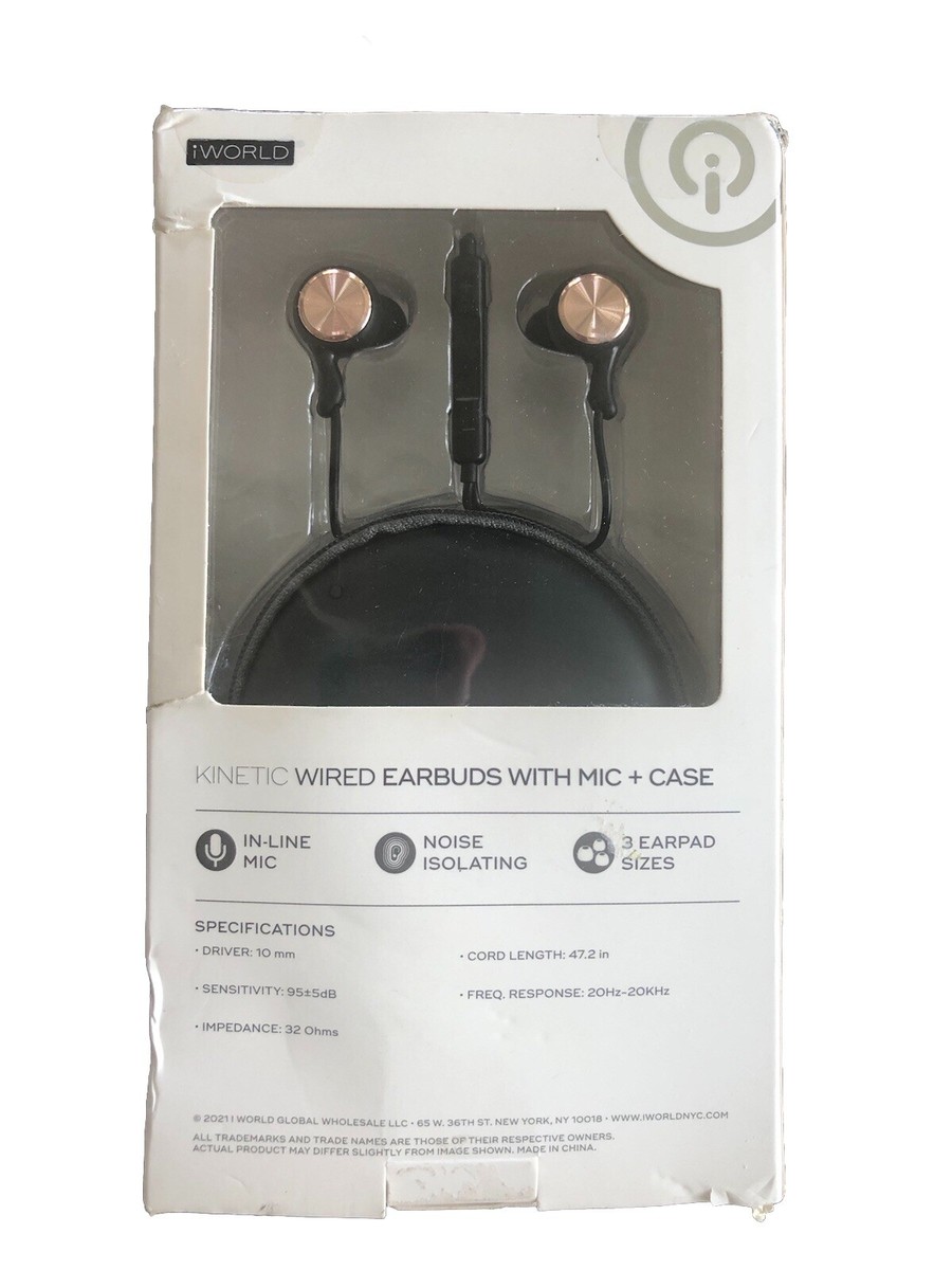 Iworld Earbuds With Mic IWorld Kinetic Noise Isolating Wired Earbuds