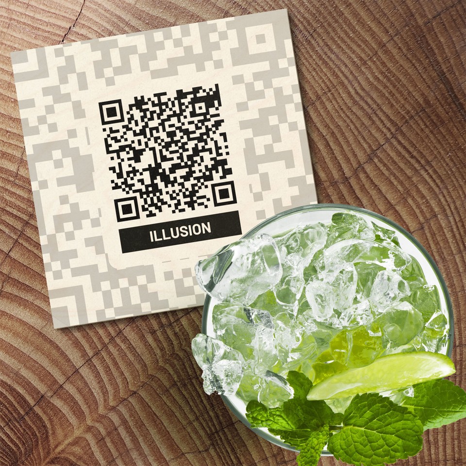 Illusion QR Code 4'' X 4'' Square Wooden Coaster | eBay