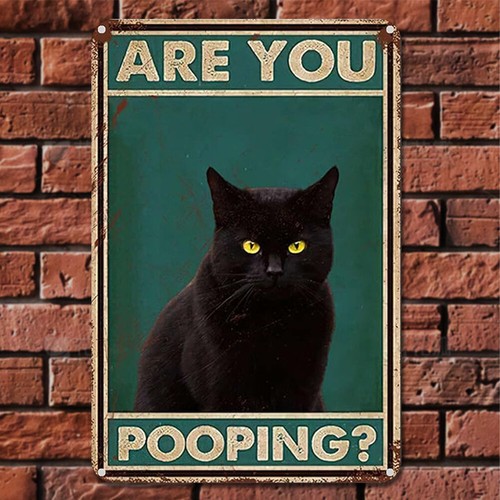 Vintage Metal Plate Cat Rectangular Iron Painting Wall Art Home Decor ...