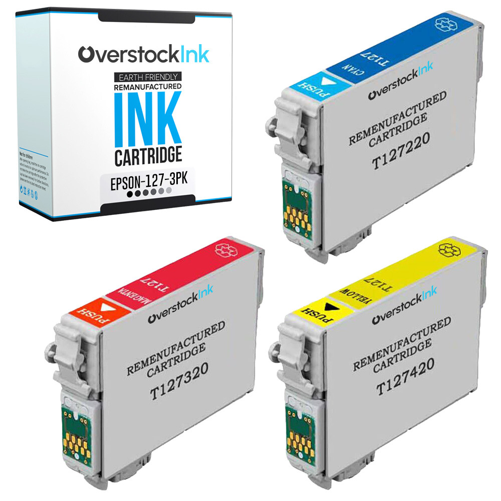 3-Pack Compatible OSI 127 Color Ink Cartridges for Epson Workforce 645 ...