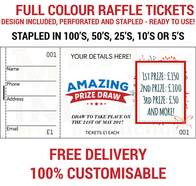 1000 PRINTED PERSONALISED RAFFLE PRIZE DRAW TICKETS | eBay UK