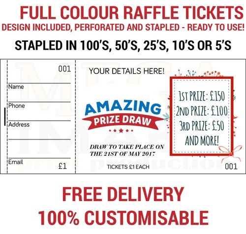 1000 PRINTED PERSONALISED RAFFLE PRIZE DRAW TICKETS | eBay