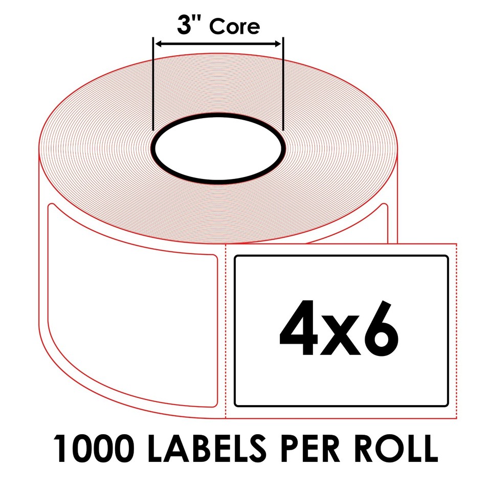 8x Roll - Heavy Duty 4x6 (4"x6") Shipping Direct Thermal Labels - 3 ...