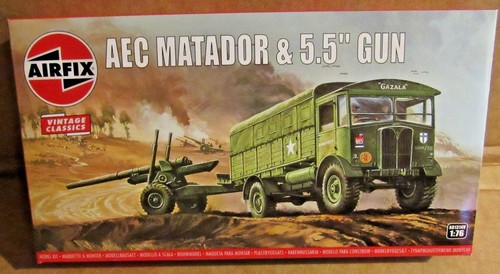 AIRFIX AEC MATADOR & 5.5" GUN 1:76 SCALE MODEL KIT WW2 ROYAL ARTILLERY ...