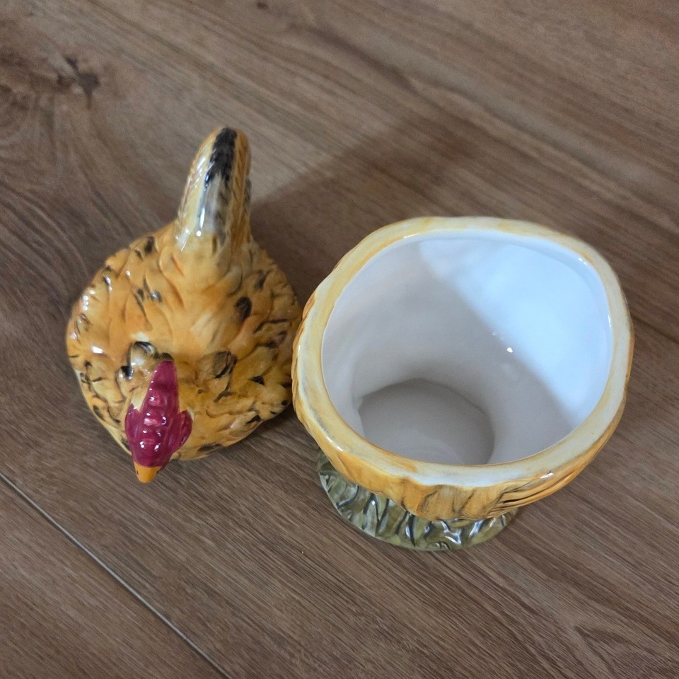 Calderone Hand Painted Collection Rooster Chicken Ceramic Trinket Box ...