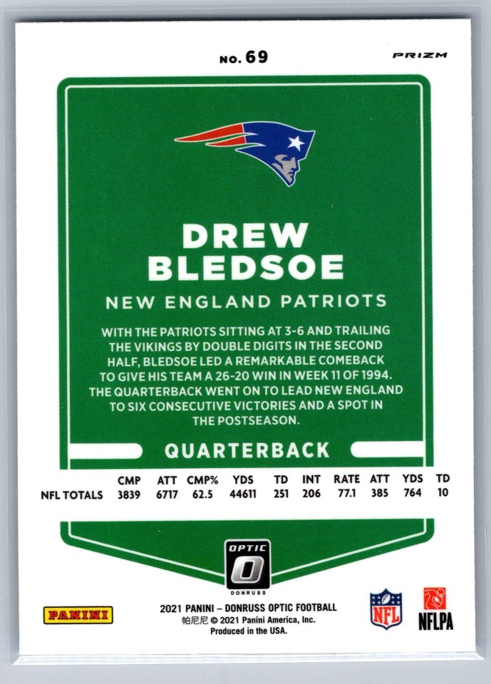Drew Bledsoe 2021 Donruss Optic Stars #69 | eBay