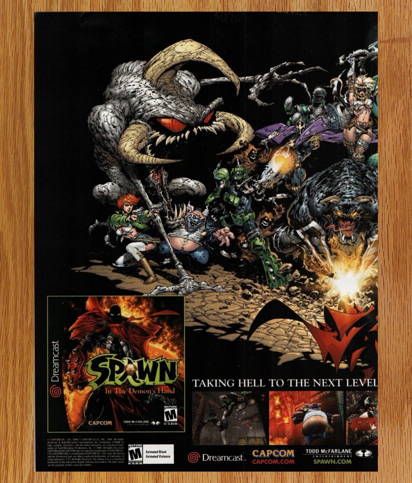 Spawn Mcfarlane Capcom Dreamcast - 2 Page Game Print Ad / Poster Promo ...