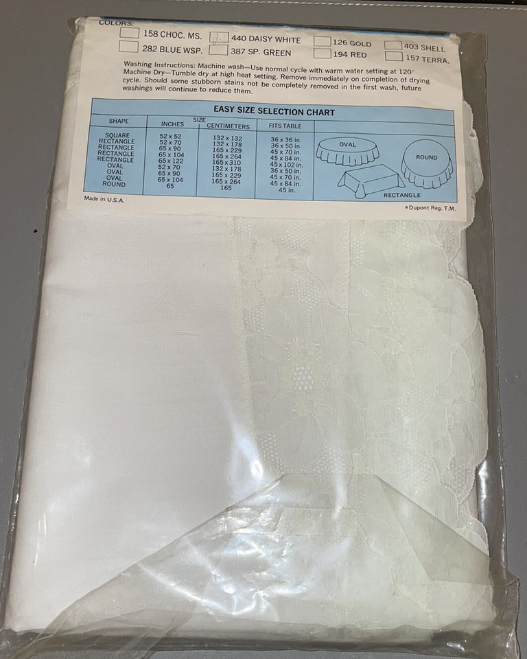Vintage Montgomery Ward White Linen Rectangle Tablecloth Lace Scalloped ...