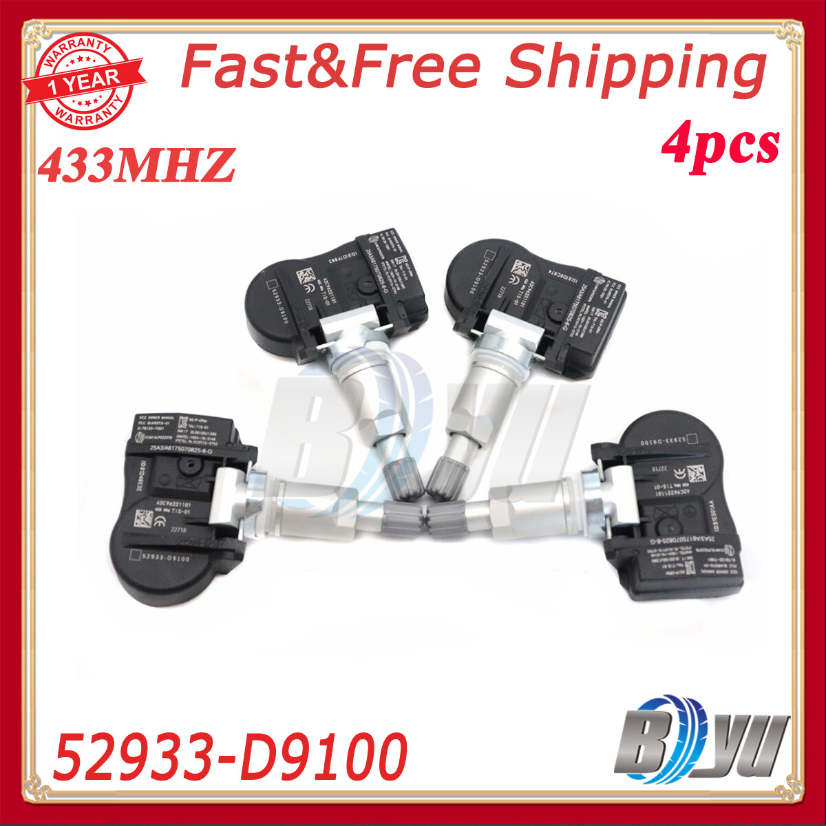 Set of 4pcs Tire Pressure Monitor Sensor For Hyundai KIA 52933-D4100 ...