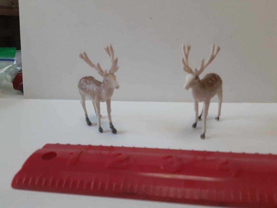 2 Old Vintage Plastic Wild Woodland Animals Christmas Platform Putz ...