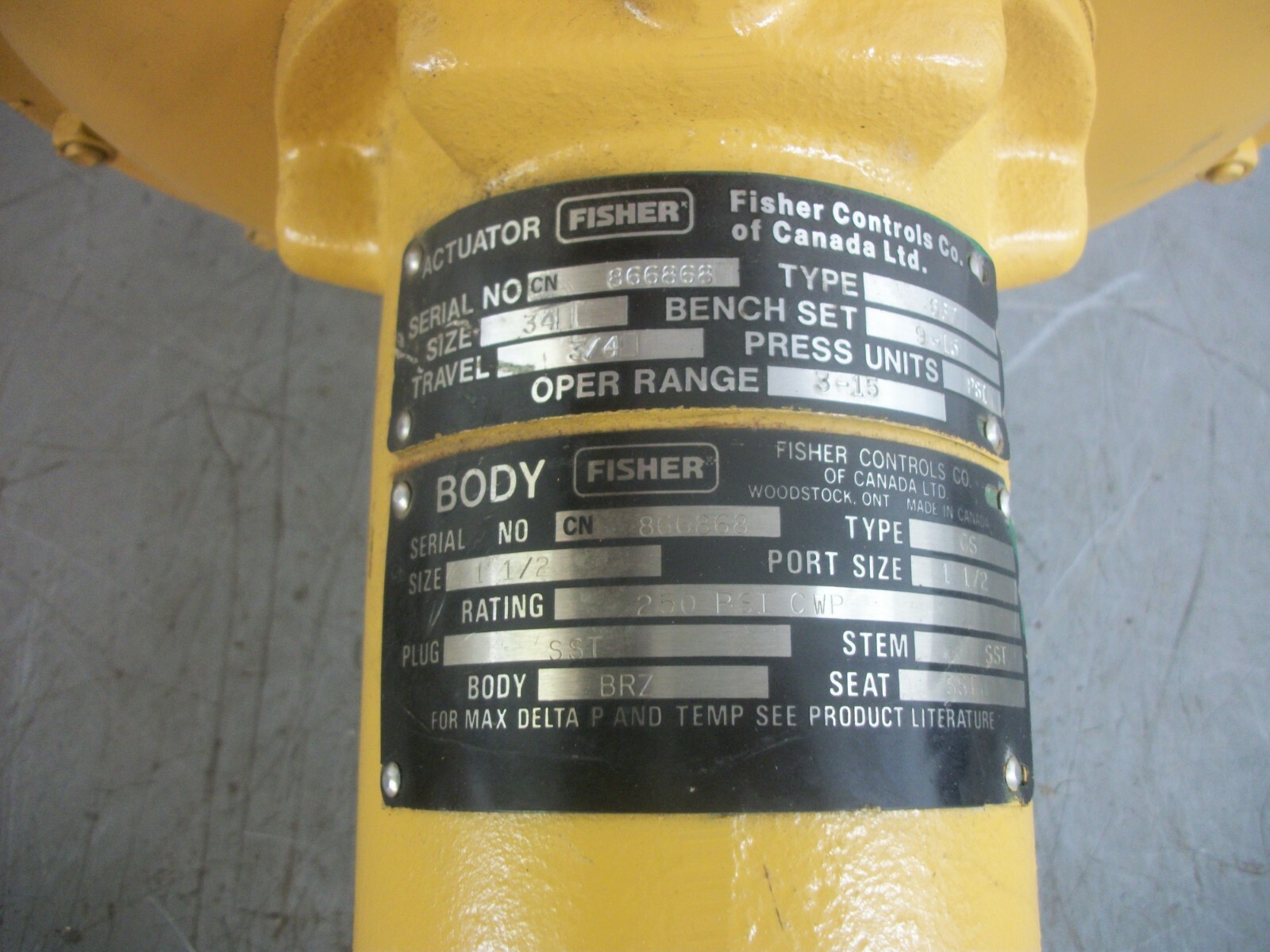 FISHER SIZE 34 DIAPHRAGM ACTUATOR TYPE 667 3/4 TRAVEL 1-1/2" BODY NOB ...
