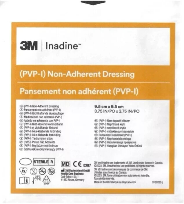 Inadine dressing PVP-Iodine Dressings 9.5cm x 9.5cm- pack of 5 **Free ...