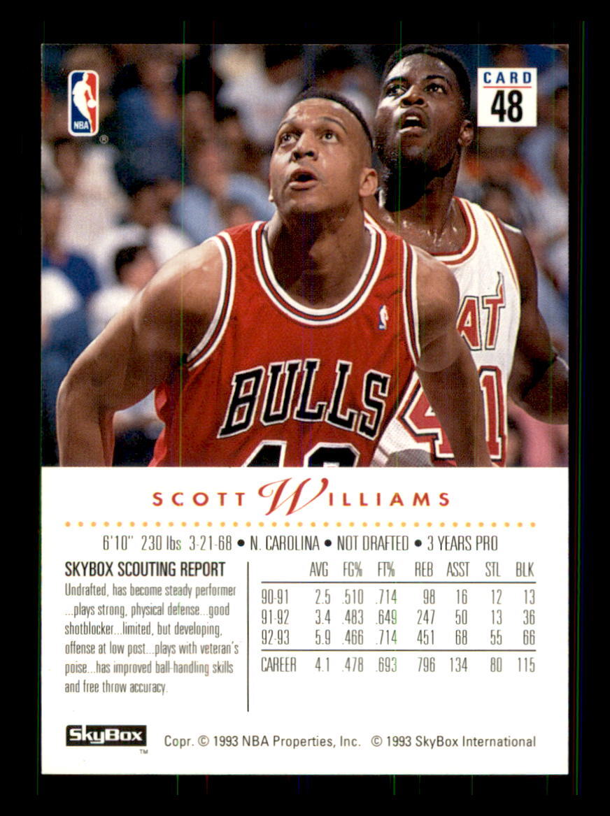 1993 Basketball SkyBox Scott Williams Chicago Bulls #48 | eBay