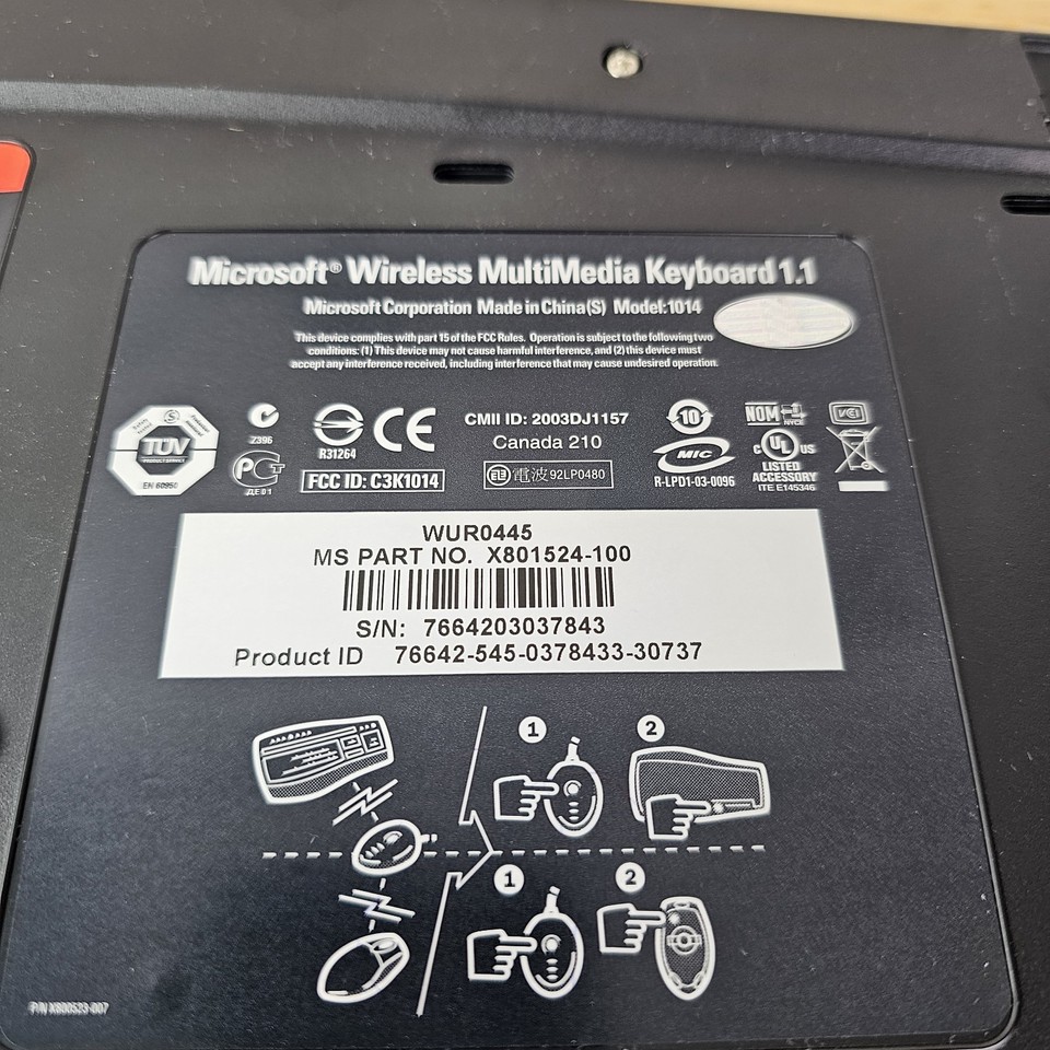 Microsoft Wireless MultiMedia Keyboard 1.1 Model 1014 WUR0445 Keyboard ...