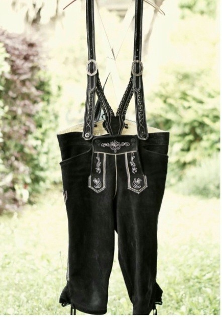 Vintage Mens Blk uede Leather Suspenders Lederhosen Trachten Shorts ...