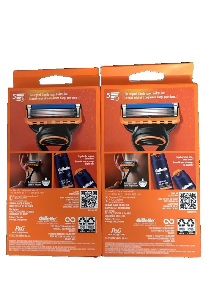 2 Pack Of Gillette Fusion 5 Men’s Razor Handle And 2 Blade Refills Free ...