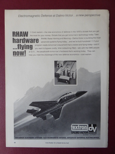 6/1970 PUB TEXTRON DALMO VICTOR BELMONT RHAW ELECTROMAGNETIC DEFENSE ORIGINAL AD | eBay