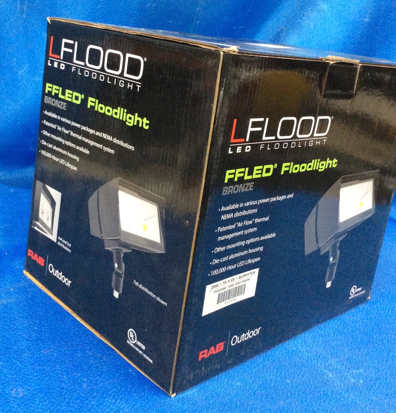 Rab FFLED FLOODLIGHT BRONZE 39W LED SLIPFITTER ON-OFF 7X6 BZ | eBay