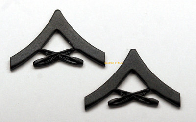 2 LANCE CORPORAL LCPL E-3 REGULATION BLACK CHEVRON LAPEL PIN MADE IN US ...